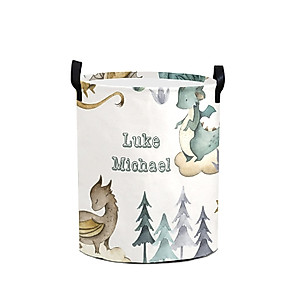 Dragon Animals Watercolor Storage Bin, Waterproof Oxford Fabric Clothes Basket Organizer for Laundry Hamper,Toy Bins,Gift Baskets, Bedroom, Clothes,Baby Nursery