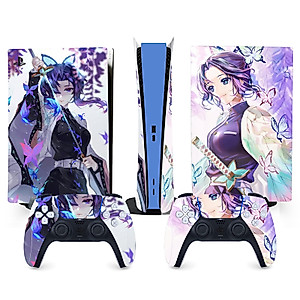 TANOKAY PS5 Console Skin and Controller Skin Set | Kochou Shinobu | Matte Finish Vinyl Wrap Sticker Full Decal Skins | Compatible with Sony Playstation 5 Digital Version