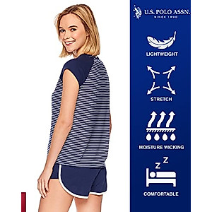 U.S. Polo Assn. Summer Pajamas for Women Plus Size - Logo PJ Set for Women with Tee and Shorts - Lounge Sets (Navy, 3X)