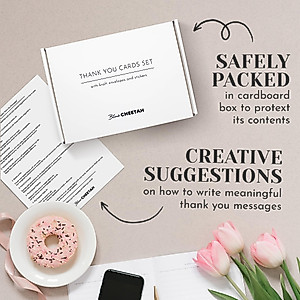 100 Pieces of White With Gold Thank You Cards, Two Thank You Notes Designs, 4x6 Inch Thank You Card, Elegant Thank You Cards Baby Shower, Thank You Cards With Envelopes Bulk with 120 Stickers, Free