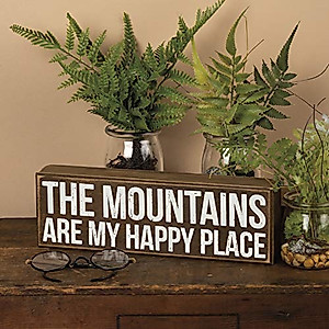 Primitives by Kathy 27377 Rustic Brown Box Sign, 11 x 3.5, The Mountains Are My Happy Place