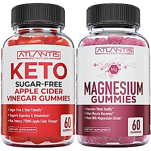 Magnesium 60 Gummies + Sugar Free Keto Apple Cider Vinegar 60 Gummies