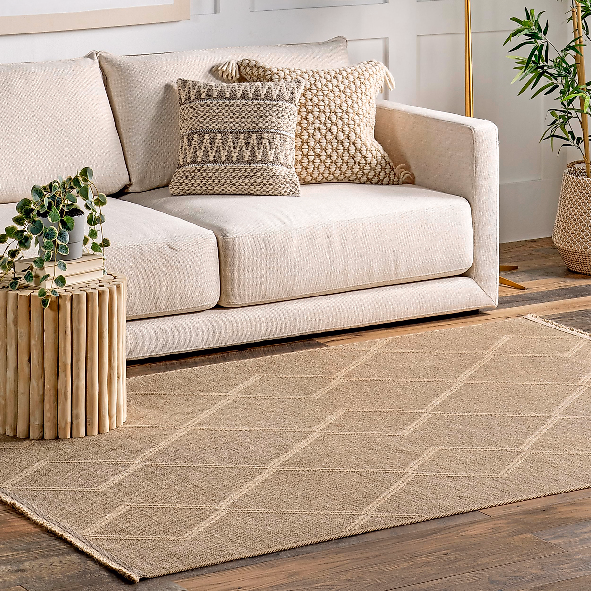 nuLOOM Diamond Trellis Jute Area Rug, 4x6, Natural
