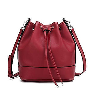 AFKOMST Bucket Bags and Purses For Women Drawstring Hobo and Shoulder Handbags with 2 Detachable Straps