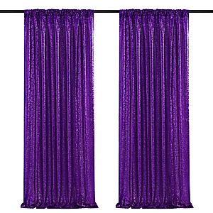SoarDream Purple Sequin Backdrop 2 Pieces 2ftx8ft Wedding Glitter Curtain Backdrop Arch Fabric Drapes for Baby Shower Birthday Party Decoration
