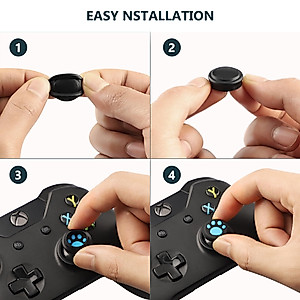 6PCS PS5 Silicone Thumb Cap, Non-Slip Silicone Analog Joystick Thumb Stick Grip Cap for PS2, PS3, PS4, PS5, Xbox One, Xbox Series X/S, Xbox 360, Switch Pro, Wii U Game Controller (Black Blue)