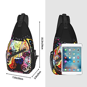 Hicyyu Pitbull Florecent Dog Outdoor Crossbody Shoulder Bag For Unisex Young Adult Hiking Sling Backpack