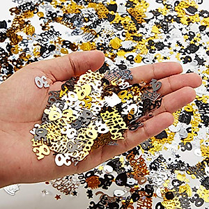 3000 Pieces 30th Happy Birthday Confetti Number 30 Birthday Cake Confetti Metallic Foil Balloon Confetti Table Scatters Decorations for Birthday Party Anniversary Wedding (Gold, Silver and Black)
