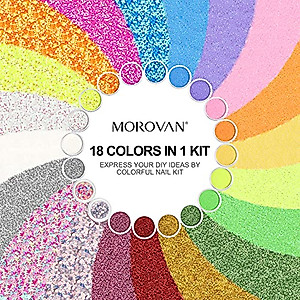 Morovan Poly Gel Nail Kit: Glitter Clear Poly Gel Nail Kit Starter Kit 18 Colors Poly Gel Nail Kit with U V Lamp DIY Poly Gel Kit with U V Light Nail Extension Kit