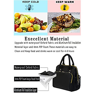 Lunch Bag Insulated Lunch Box Wide-Open Lunch Tote Bag Portable Small Cooler bag for College Work Picnic Hiking Beach Fishing