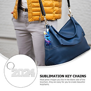 EXCEART Sublimation Keychains 12Pcs 2024 Sublimation Keychain Blanks Heat Transfer MDF DIY Blank Keychain with Key Rings for Mom Dad Present Making Sublimation Blank Keychains