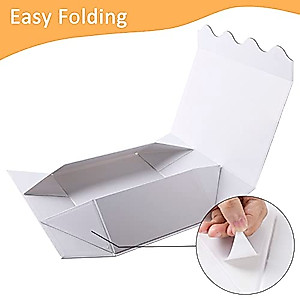 zmybcpack 5 Pack White Gift Boxes 12”x9”x4”, Luxury Wedding Gift Boxes Boxes Collapsible Magnetic Closure Gift Box Bulk with Thank You Card & Envelopes, Champagne Gold Ribbon For Wedding, Birthday