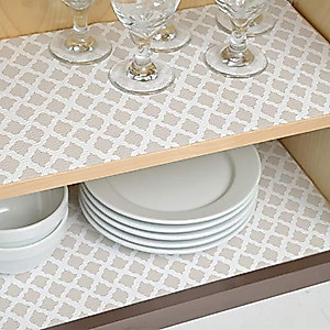 Con-Tact Brand Grip Prints Durable Non-Adhesive Non-Slip Shelf and Drawer Liner, 18" x 8', Talsiman Pale Gray