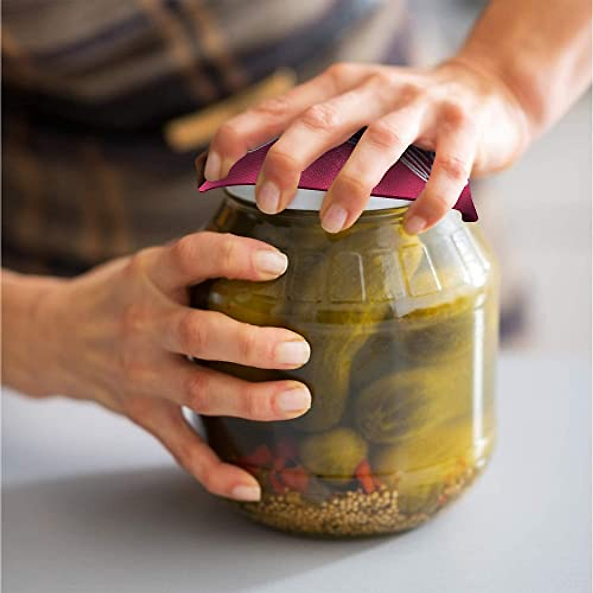 JAR HEADS Rubber Jar Opener Gripper Pad 4 Pack - Thick 5 Inch Grippers for Opening Jars Made in the USA - Jar Opener for Weak Hands & Seniors with Arthritis