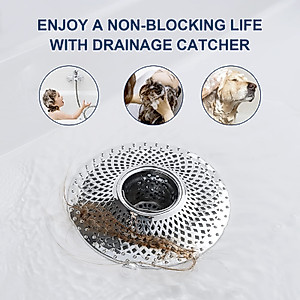 Drain Hair Catcher Bathtub Shower Drain, Hair Catcher Shower Drain, Bathroom Sink Hair Trap Strainer Drain Protector Chrome 1 Pack