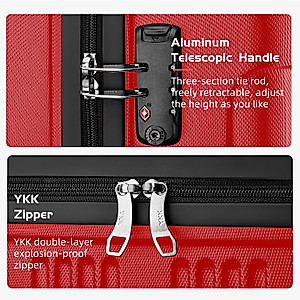 Joyway Luggag 7-Piece Travel Sets,28 inch Suitcase with Spinner Wheels,Hard Case Large Luggage with TSA Locks(28Inch No Bag Red)