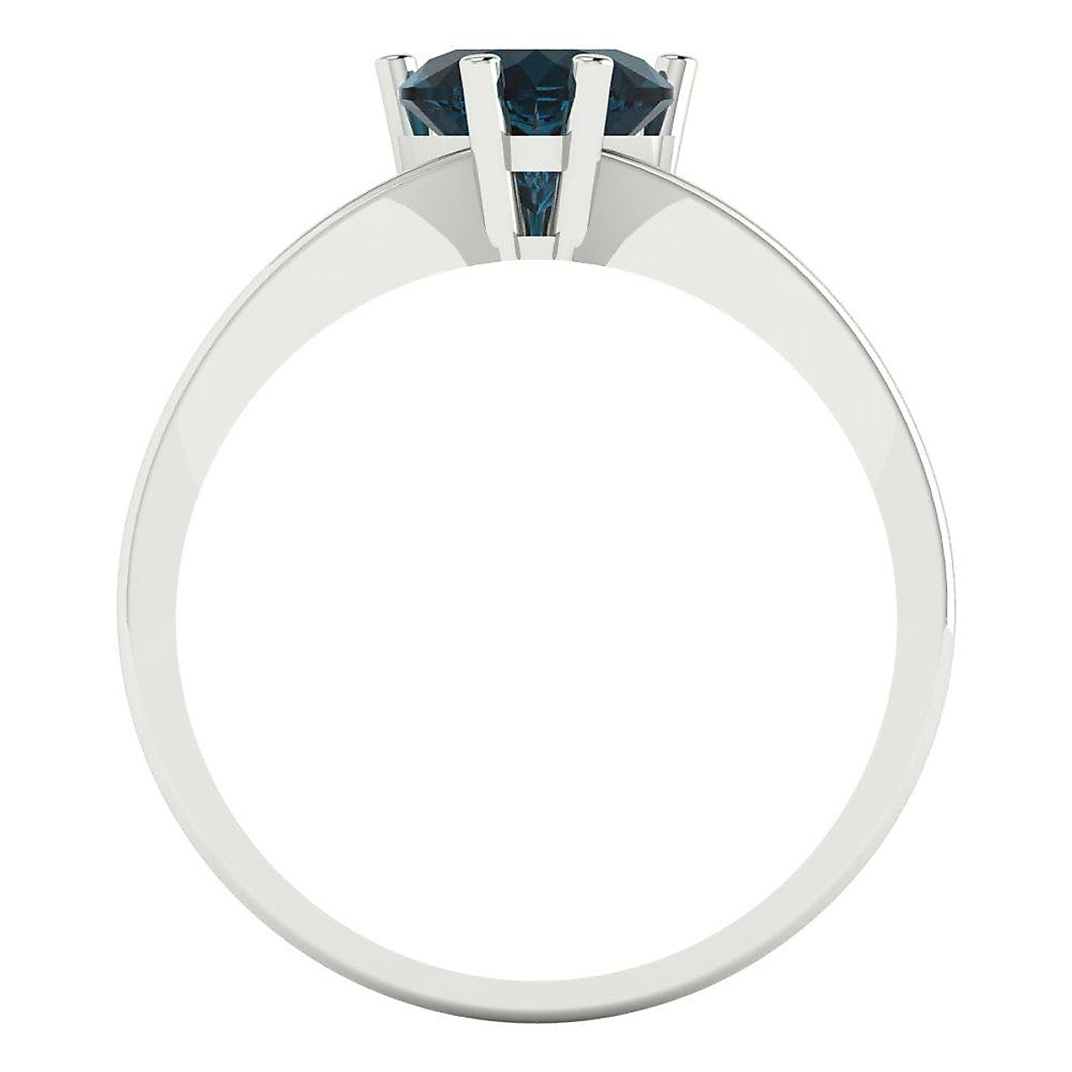 Clara Pucci 1.45ct Heart cut Custom Engraving Solitaire split shank London Blue Topaz Prong Set Statement Art Deco Ring 14k White Gold SZ 10.5