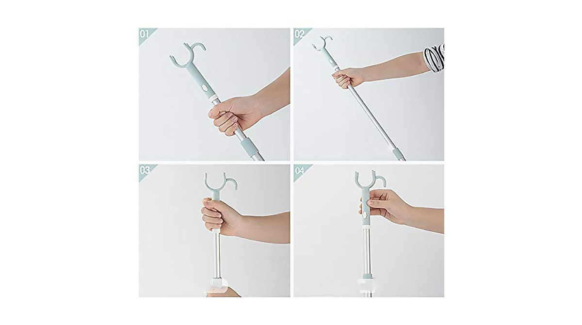 Long Reach Telescoping Closet Pole with Hook – Adjustable & Durable