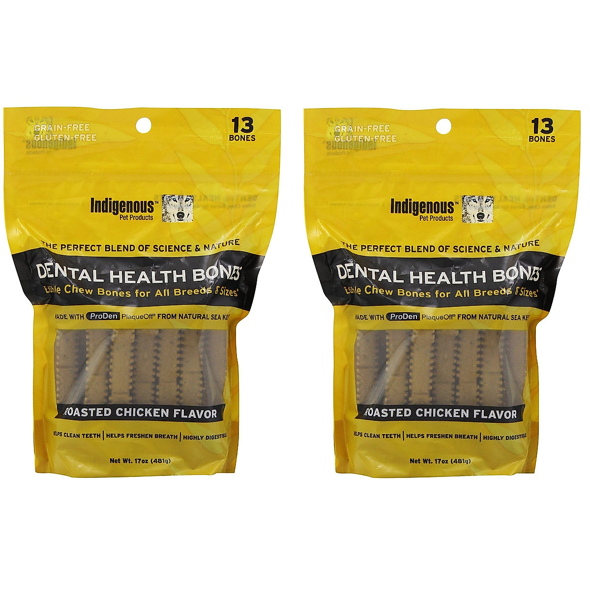 (2 Pack) Indigenous Dental Health Bones Roasted Chicken 17 Ounces each
