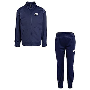 Nike Boy's Logo Taping Jacket and Pants Two-Piece Track Set (Little Kids) Midnight Navy 6 Little Kid