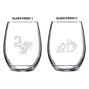 Disney Winnie The Pooh Happy Days Stemless Tumbler Glasses for Drinking 17 oz - 2 Pack