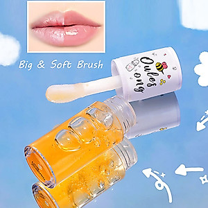 2 PCS Crystal Jelly Lip Oil Hydrating Lip Gloss Plumping Lip Tint Moisturizing Transparent Toot Lip Balm, Long Lasting Nourishing Lip Glow Oil Lip Care Products