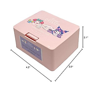 Friend Sanrio My Melody × Kuromi × Cinnamoroll Cute Box with One Touch Open Lid, Makeup Case, Accessory Case, Cosmetic Case, 4.2in x 3.5in x 2.1in