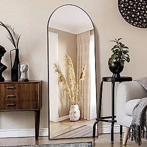 KOCUUY Arched Full Length Mirror, 64”x21” Full Body Floor Length Black Standing Mirror Full Length, Arched Floor Mirror Living Room, Wall Mirror Hanging Standing Or Leaning Body Mirror Bedroom