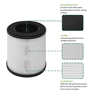 Basum B-D02L Replacement Filter, Compatible with MOOKA and KOIOS B-D02L Air Purifier, 3-in 1 H13 True HEPA Filter, 2 Pack, 2 Count (Pack of 1)