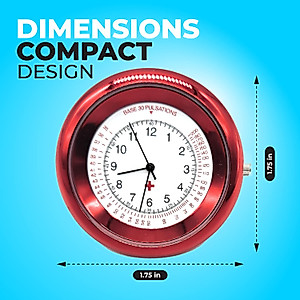 Nurse Stethoscope Watch - Lightweight Metal Frame- Attaches Directly to Stethoscope for All Medical Professionals - Red