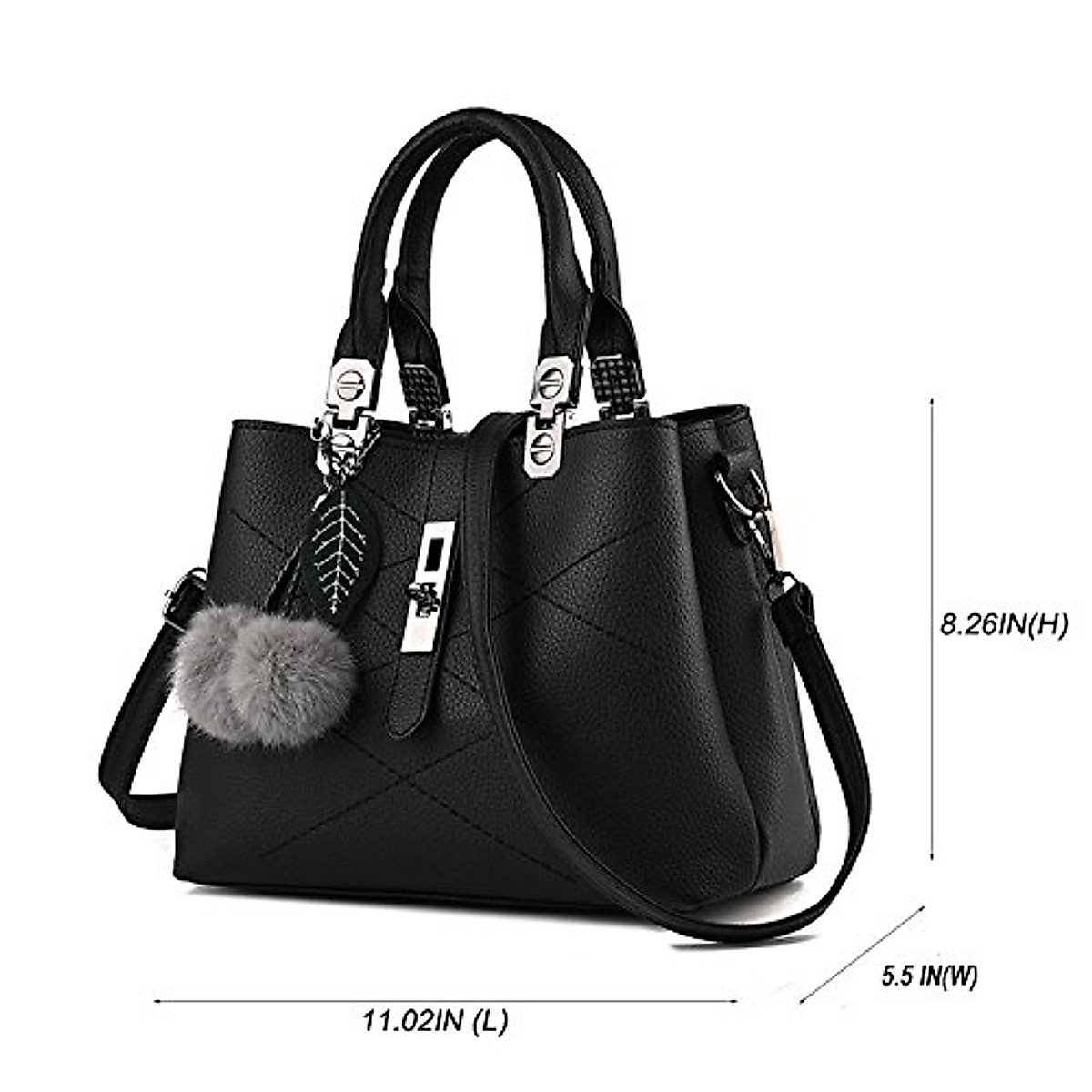 Mn&Sue Women Top Handle Satchel Leather Handbag Shoulder Bag Lady Tote Purse with Strap