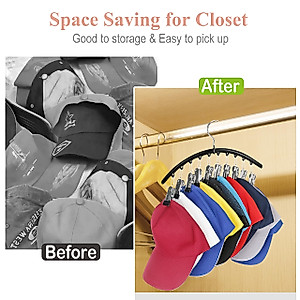 Hat Organizer for Baseball Caps, Hat Hanger 2Pcs with 10 Clips Holds 20 Hats/Leggings/Pants, Closet Organizers and Storage w/Rubber Coated, Leaving No Mark, Space Saving