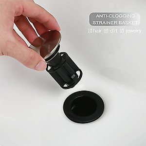 Derengge PD-4305-BN Bathroom Sink Drain with Overflow Vessel Sink Lavatory Vanity Push up Pop up Drain Stopper Brushed Nickel Finished