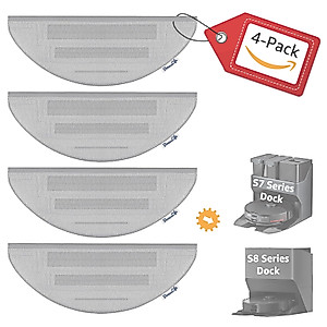 Bonus Life 4-Pack Robotic Vacuum Pads for Roborock S8 Pro Ultra S8 Series Robot Vacuum Replacement Mop Cloth