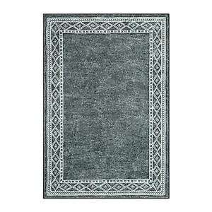 Lahome Modern Bordered Bathroom Rugs- 2x3 Entryway Rug Ultra-Thin Soft Small Rug Non-Slip Indoor Door Mat Stain Resistant Accent Carpet Washable Rugs for Bedroom Kitchen Laundry(2x3ft, Gray)