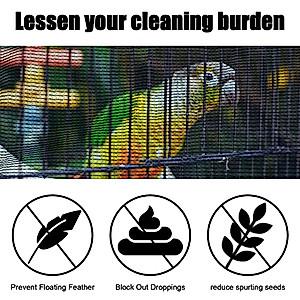 2 Pieces Large Adjustable Bird Cage Cover Seed Feather Catcher Birdcage Nylon Mesh Net Cover Soft Skirt Guard for Parakeet Macaw African Round Square Cage (61 x 10 Inch in Circumference and Width)