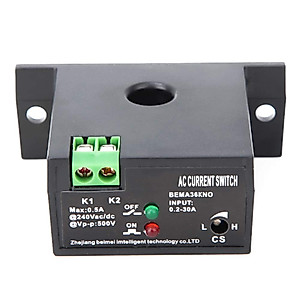 Sensing Switch,Flameproof Adjustable AC Current Sensing Switch 0.2~30A Self-Powered Sensing Switch,for Automatic Industrial Control Equipment (Normally Open)