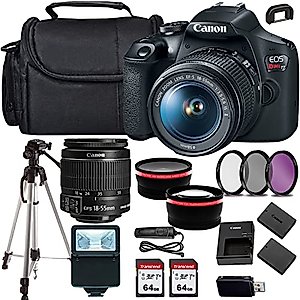 Canon EOS Rebel T7 DSLR Camera with 18-55mm Lens+case+128Memory Cards (24PC)