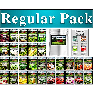 30 Vegetable & Fruit Seeds for Planting Your Outdoor & Indoor Home Seed Garden, Survival Gear Kit Includes 7600 Seeds, A Growing Guide & Mylar Package Gardening Heirloom Non-GMO Veggie Seed B&KM Farms