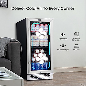 Upgraded 110 Bottles Wine Cooler Refrigerator, 24 Inch Wine Fridge Built-in or Freestanding with Professional Compressor, Double-Layer Tempered Glass Door Lockable Wine Cellars