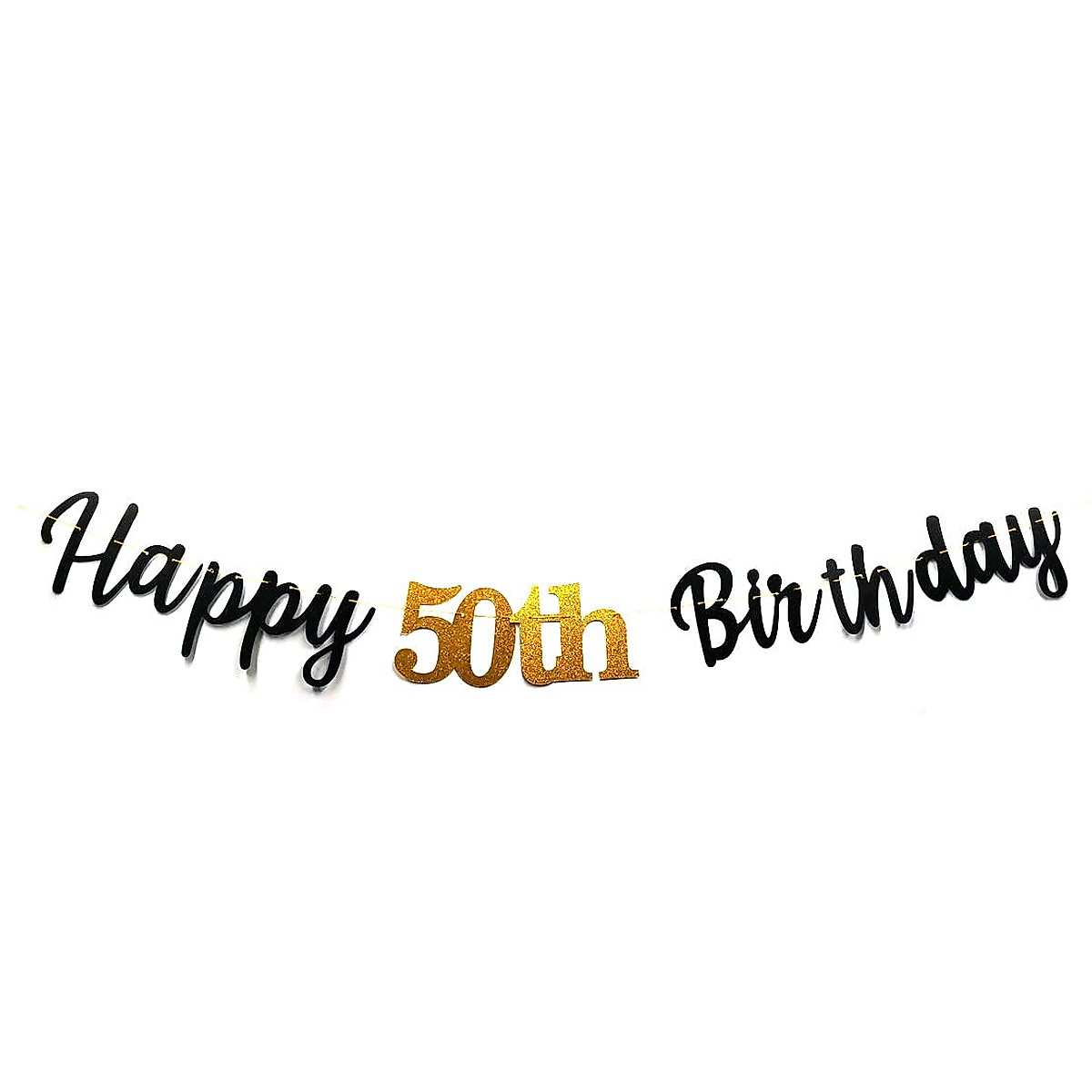 Happy 50th Birthday Banner 50TH Birthday Party Garlands Bunting Sign Photo Props Backgrounds,50 Years Birthday Party Decorations Pre-Strung (Black)