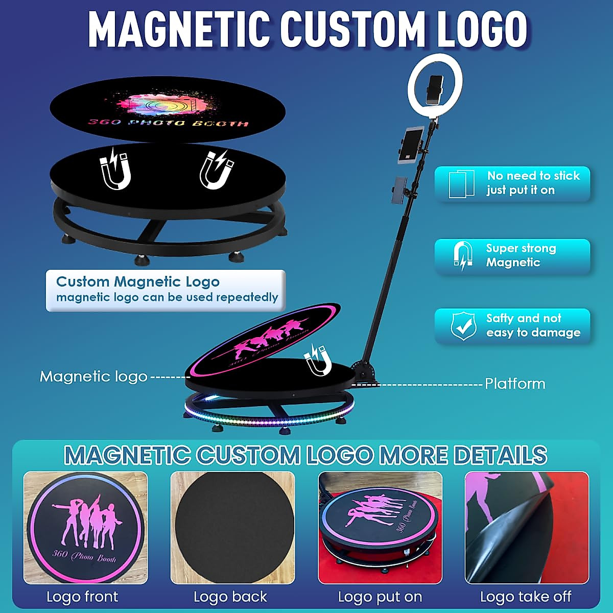 360 Photo Booth Machine for Parties,360 Camera Booth with Battery Pack,APP,Custom Magnetic Logo,etc Deluxe Suit,Control by APP or Remote (100cm/39.6"+Flight Case)