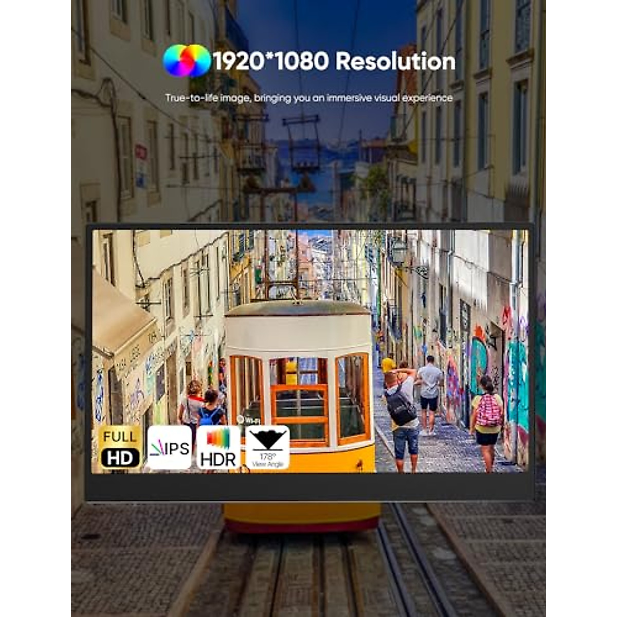 Portable Monitor 14.1'' FHD 1080P Laptop Monitor USB-C HDMI Travel Monitor for Laptop, Ultra-Slim IPS HDR Display w/Speakers, External Small Monitor for PC Phone Mac Xbox PS5/4 Switch