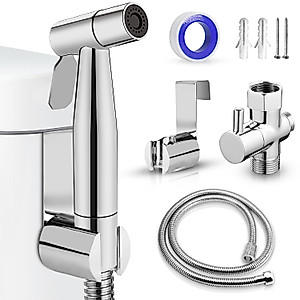 Handheld Toilet Bidet Sprayer, Stainless Steel Adjustable Water Pressure Jet Sprayer for Existing Toilets, Bathroom Bidet Attachment Sprayer Set for Feminine Hygiene Muslim Shower