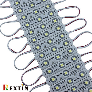 REXTiN Super bright 200pcs 3 LED Module White 5050 SMD 66-72LM Each Module Waterproof Decorative Light for Letter Sign Advertising Signs with Tape Adhesive Backside