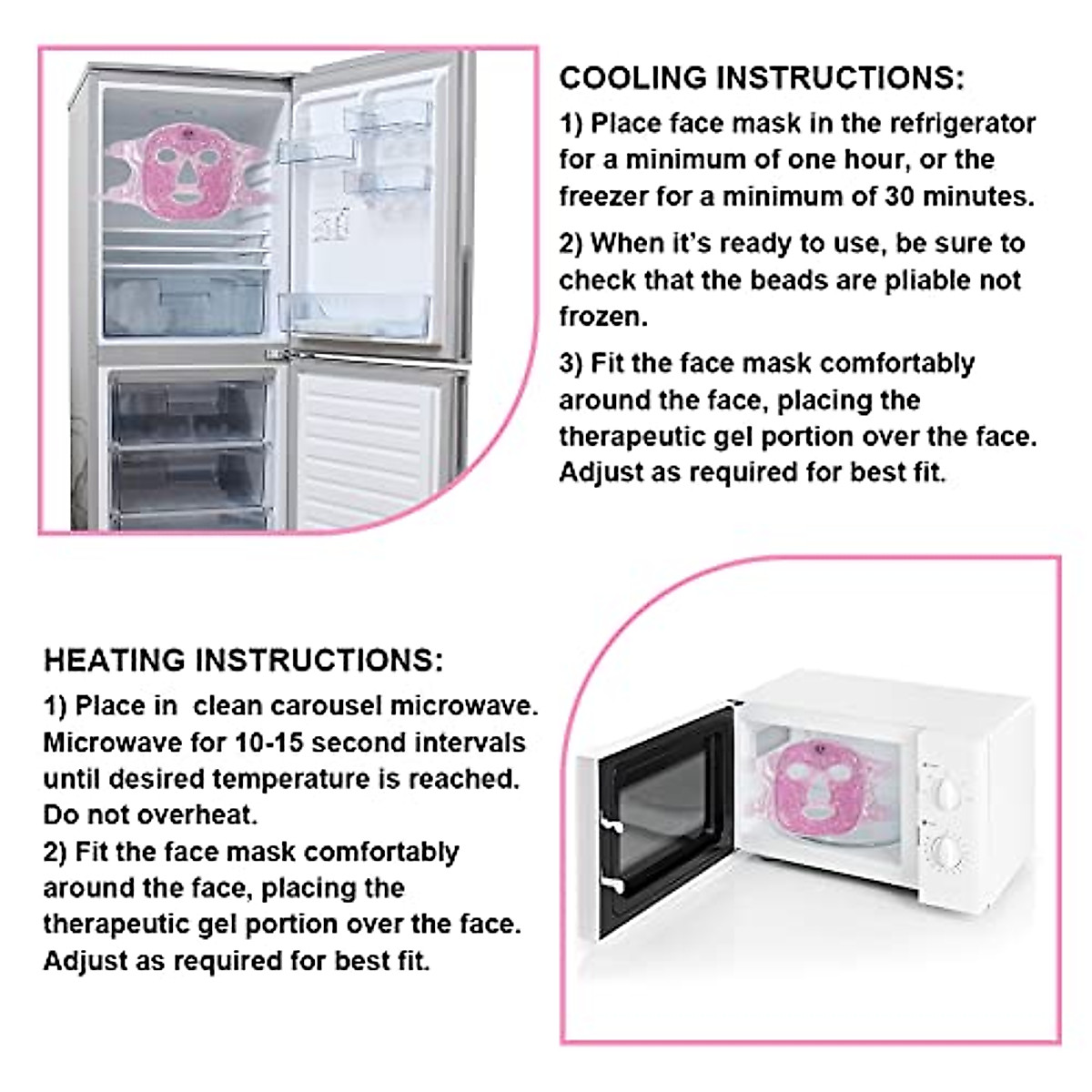 CONBELLA Face eye masks for dark circles and puffiness, Migraines, Headache, Stress, Redness, Acne, Cooling Face Masks for Women Man, Hot Cold Use Ice Face Mask.