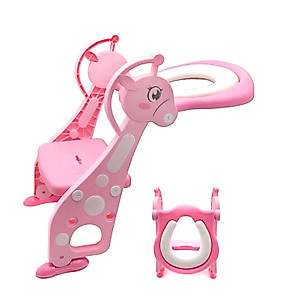 HTTMT- Pink Dear Kids Potty Training Seat w/Step Ladder Toilet Chair for Child Toddler [P/N: ET-BABY001-PINK]
