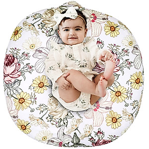 Newborn Lounger Cover for Boys Girls, Removable Cover for Infant Lounger Pillow, Soft Snug Fitted Baby Lounger Slipcover,Floral