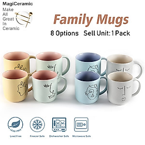 MagiCeramic 18 Oz Coffee Mug Yellow Tazas De Cafe Bonitas Microwave Large Clay Line Art Simple Modern Cup Fancy Diner Latte Personalized Artsy Gifts for Women Men, Yellow