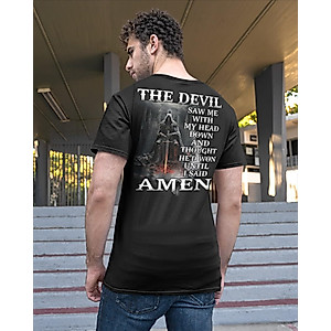 ATMTEE The Devil Saw Me with My Head Down T-Shirt, Christian T-Shirts, Christian Men T Shirts, Black T-Shirt for Christian (as1, Alpha, x_l, Regular, Regular, Black)
